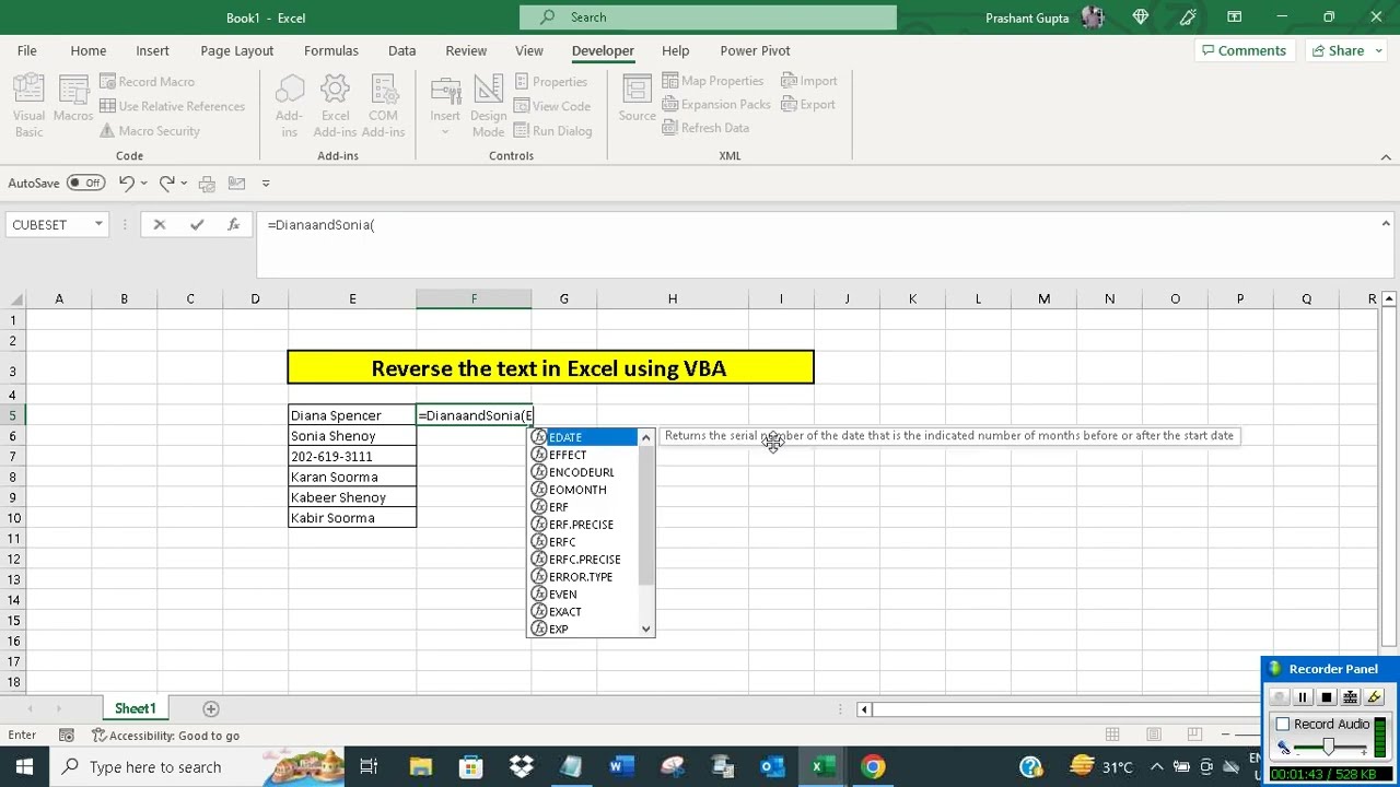 Reverse Text In Excel Using VBA YouTube Reverse Text In Excel Using VBA YouTube