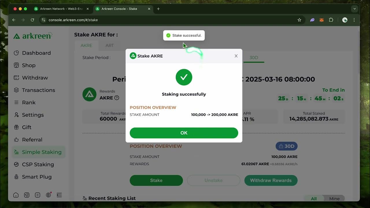 How to use staking features on Arkreen Network dashboard - YouTube