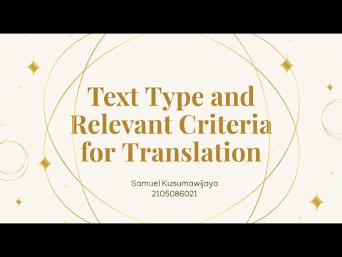 Text Type and Relevant Criteria for Translation - YouTube
