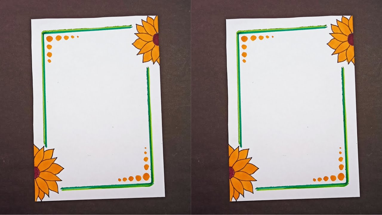 New Mustard yellow border design for notebook | front page decoration ...