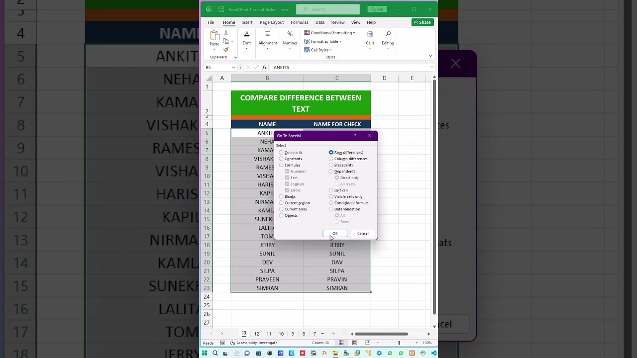 Excel Advance Trick To Highlight Mismatched Row Data In Excel Excel Advance Trick To Highlight Mismatched Row Data In Excel