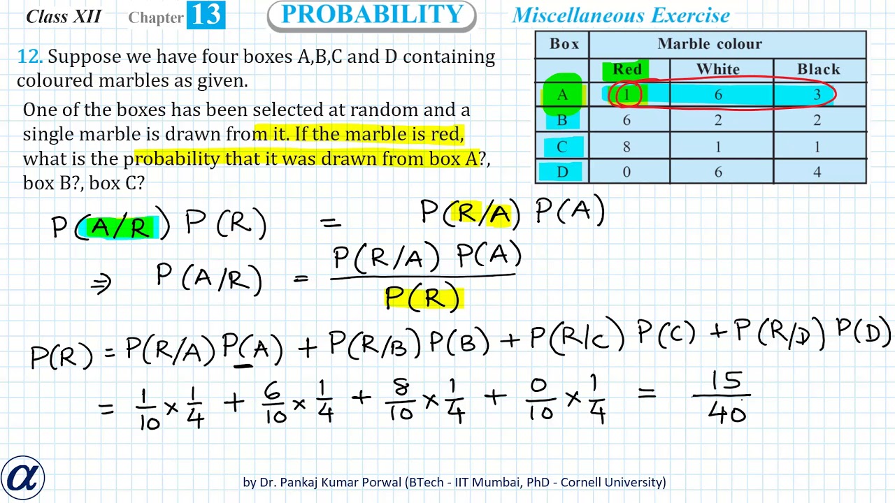 Q12 Misc Ex Ch13 Probability Suppose we have four boxes A,B,C and D ...