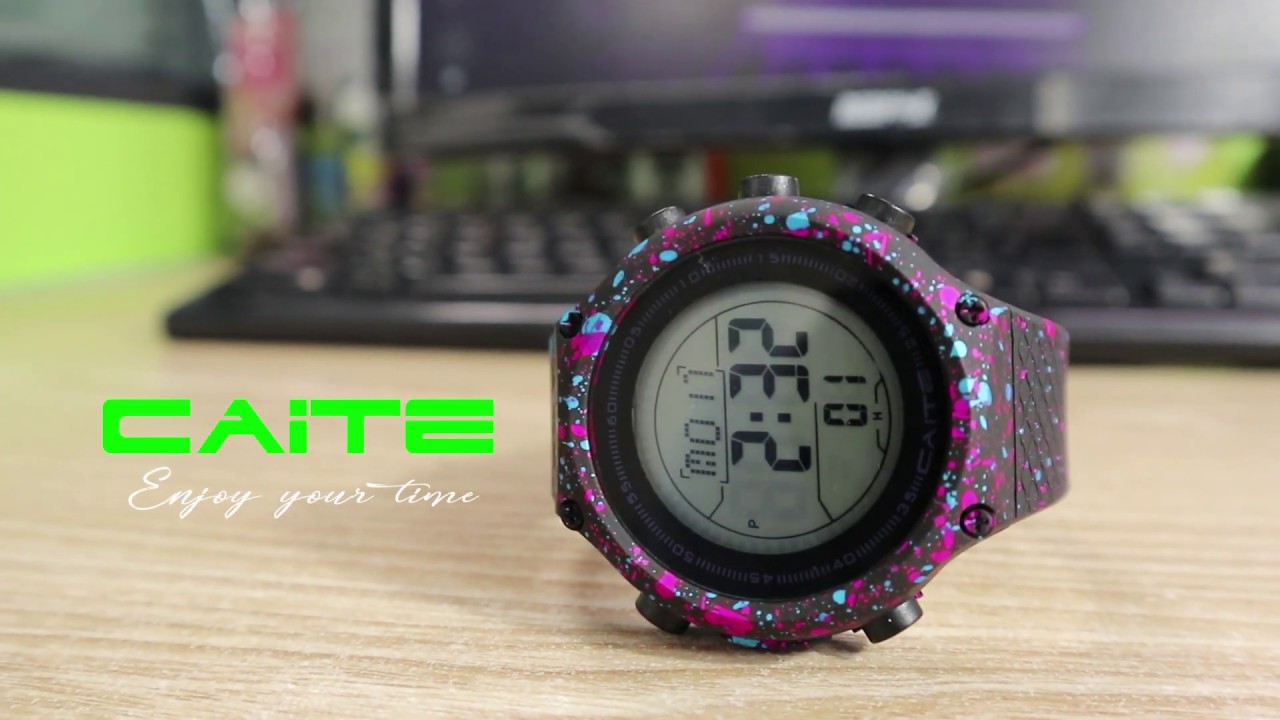 Caite High End Digital Alarm Chrono Watch BMSS006M. - YouTube