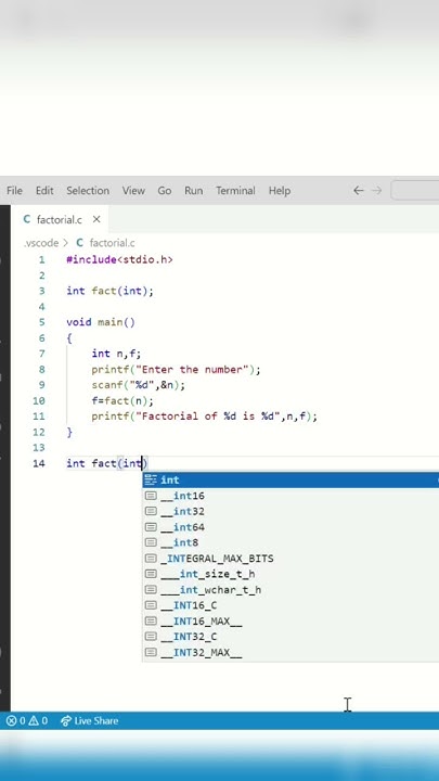 C Program to print factorial of a given number #letscodehere #c_programming #coding - YouTube