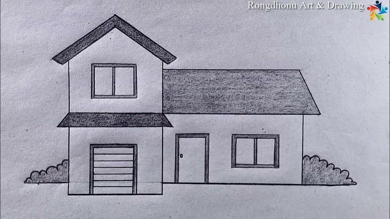 How to draw House Scenery 😍Ghar ka chitra 😍 Pencil Drawing - YouTube
