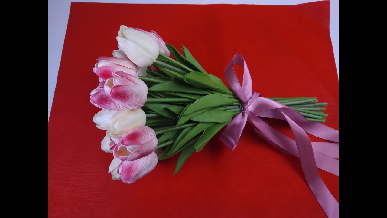 buket pengantin simpel cantik dari bunga tulip - YouTube