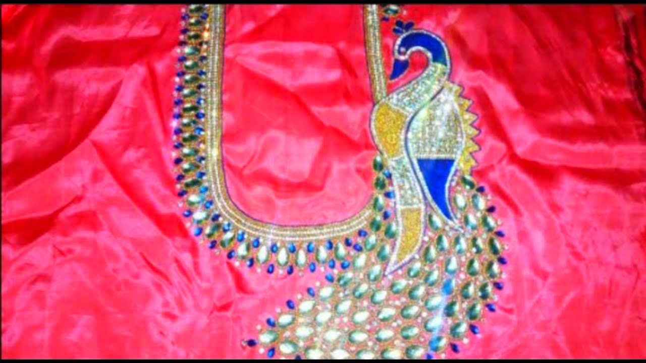 Latest beautiful peacock work design#Peacock maggam work blouse design# ...