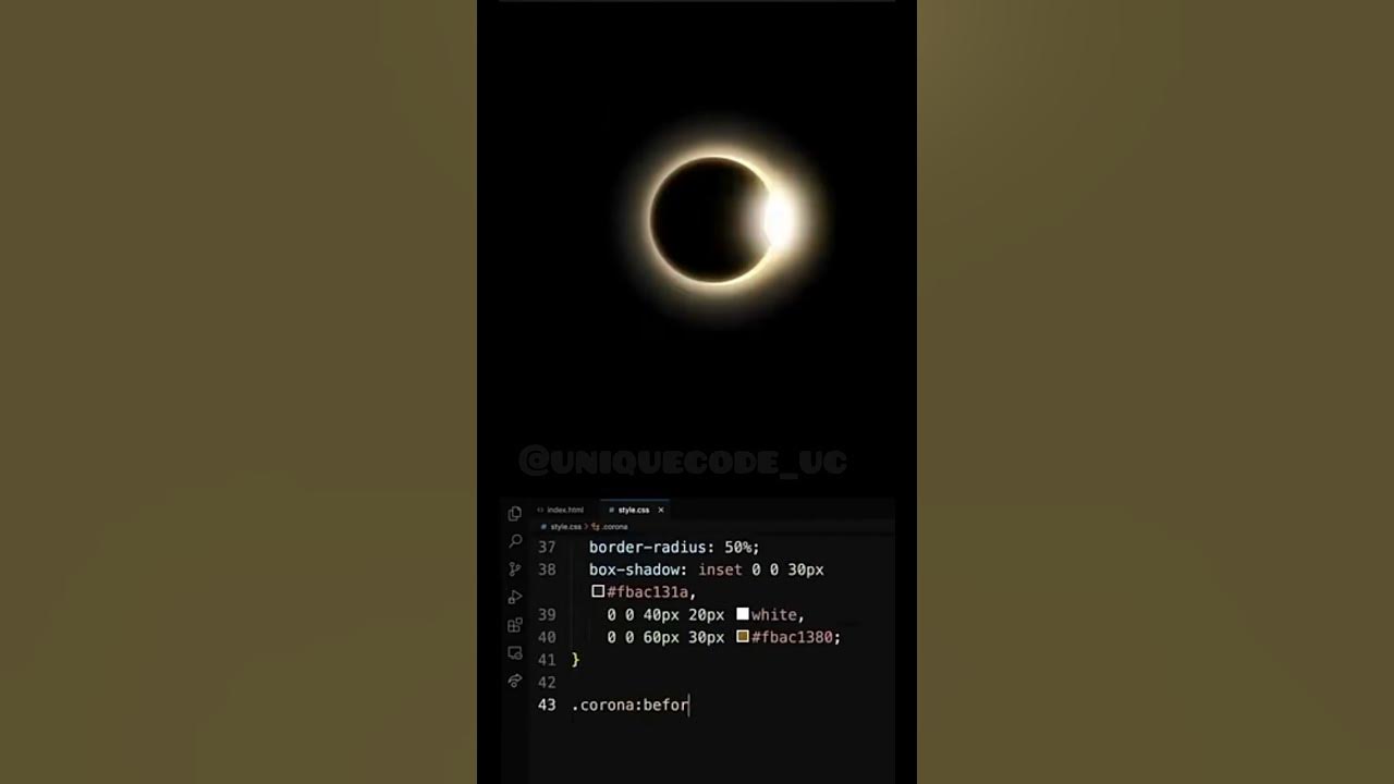 Create an Amazing Solar ECLIPSE effect using html css #coding #tranding #shorts #webdevelopment ...