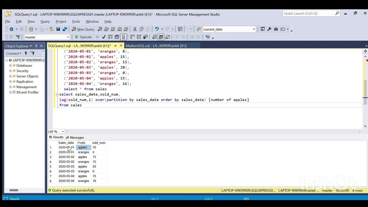 SQL Intermediate Question 4 - lag function and finding difference for ...
