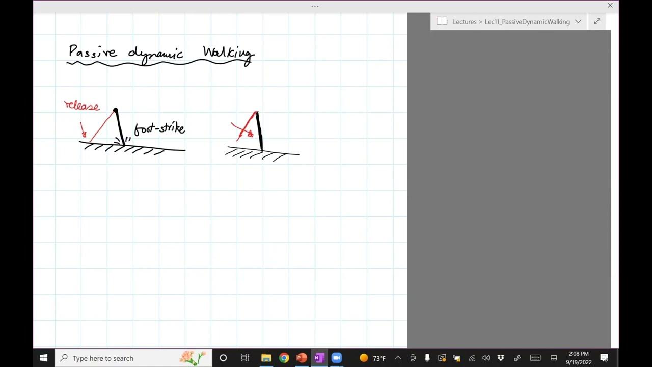 Robotics Lec 11a: Passive Dynamic Walking, Intro and Equations of single stance (1 of 3) (Fall ...