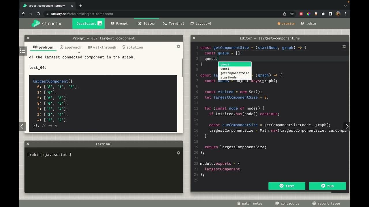 Largest Component Bfs Javascript Youtube