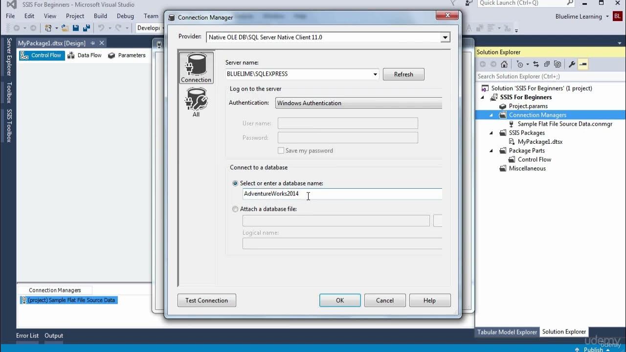 23. Add and configure an OLE DB Connection manager - YouTube