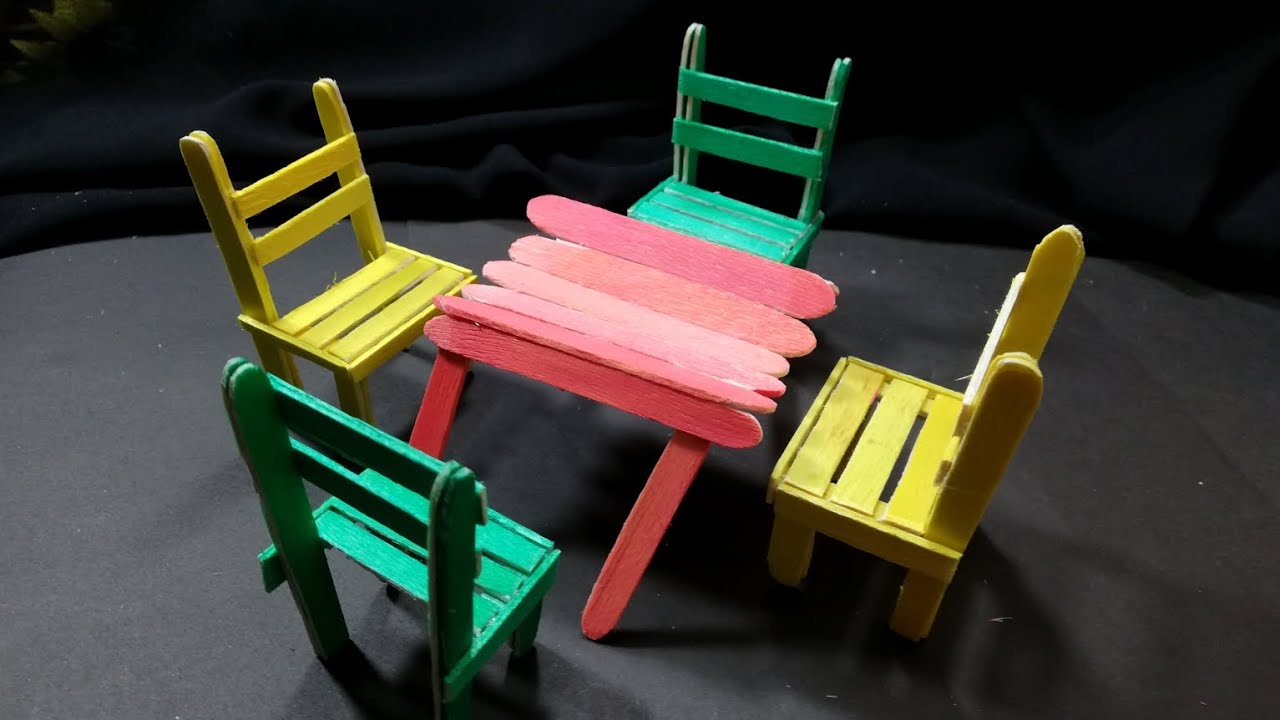 How to make a table and chairs using popsicle sticks|| popsicle sticks ...