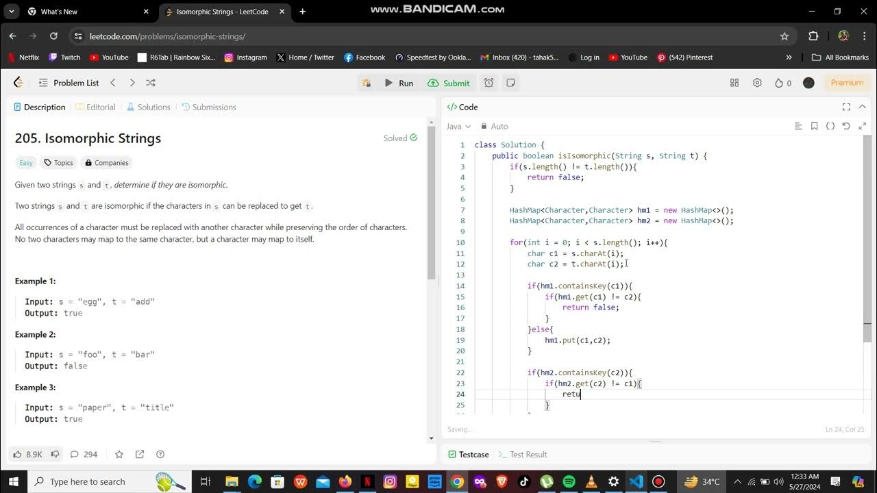Isomorphic Strings Leetcode Easy Problem 205 Java Youtube
