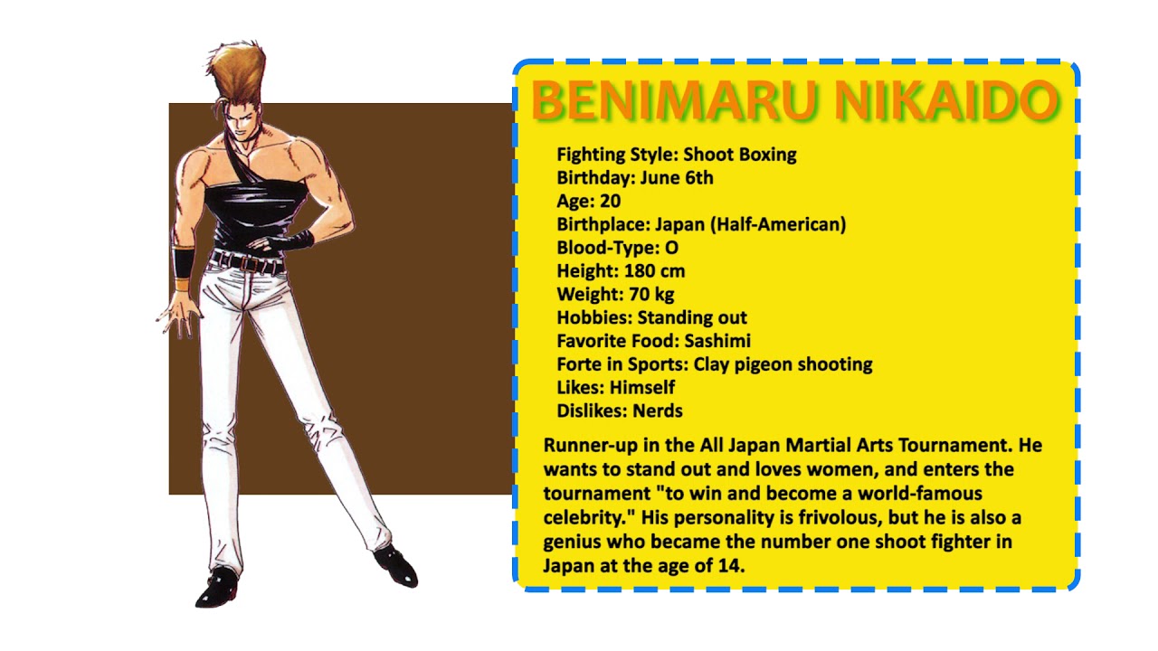 King of Fighters '94 - Benimaru Nikaido (Profile) - YouTube