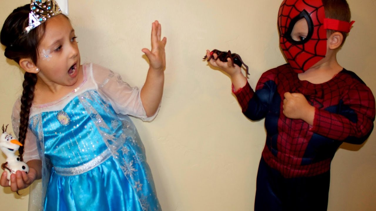 Frozen Elsa Vs Spider Man Vs Ghost Vs Batman Real Life Superhero Movie Youtube