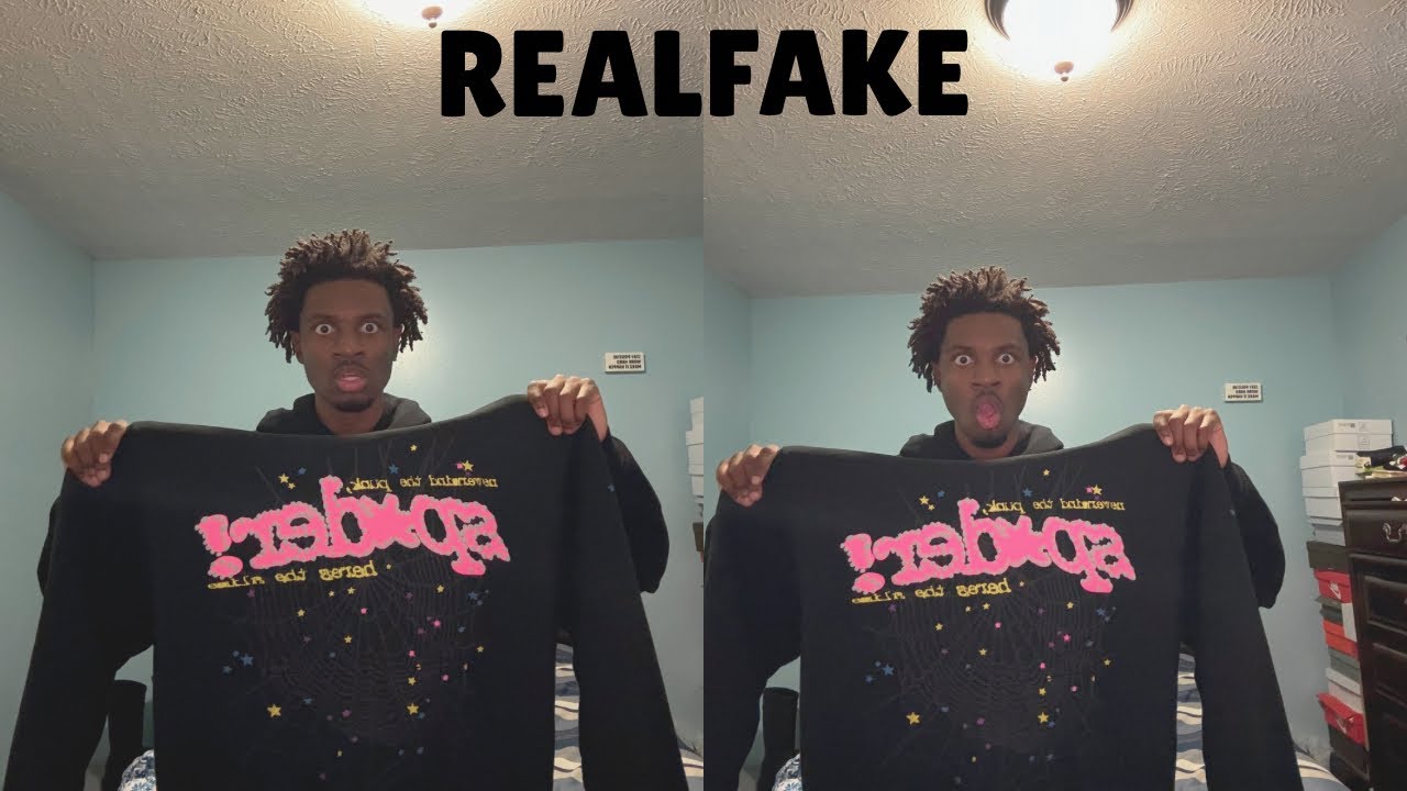 HOW TO SPOT DIFFERENCE BETWEEN REAL SP5DER P*NK HOODIE “BLACK” VS FAKE ...