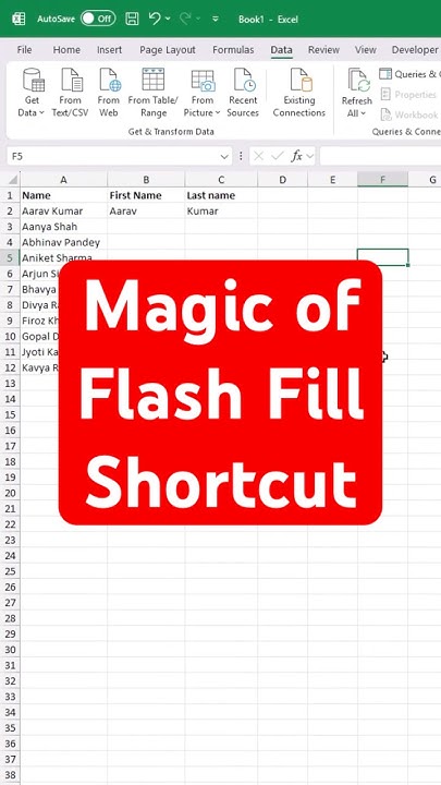 Flash Fill Magic in #excel #trendingshorts #exceltips #exceltrick #excelprotips - YouTube