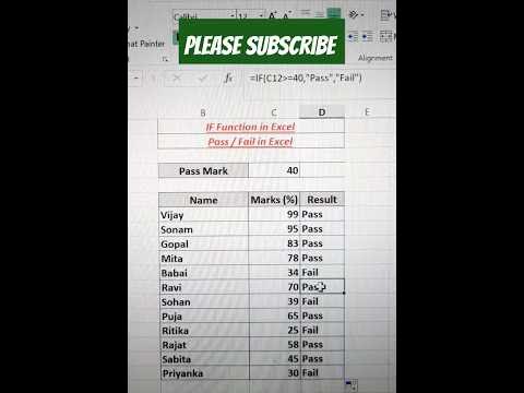 pass fail in excel | excel tutoring - YouTube