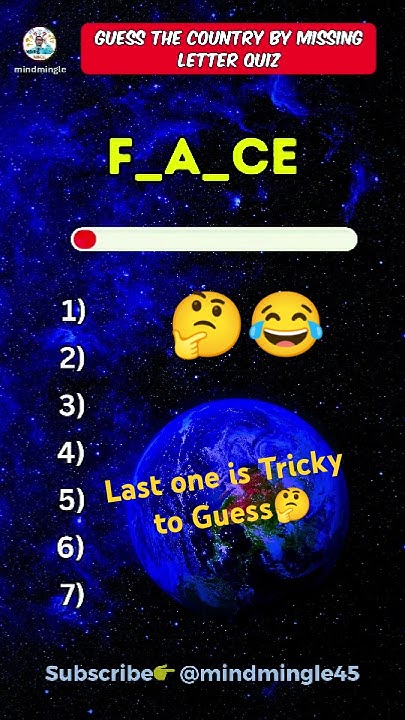 Guess the 7 countries by their missing letters in 60 seconds? # ...