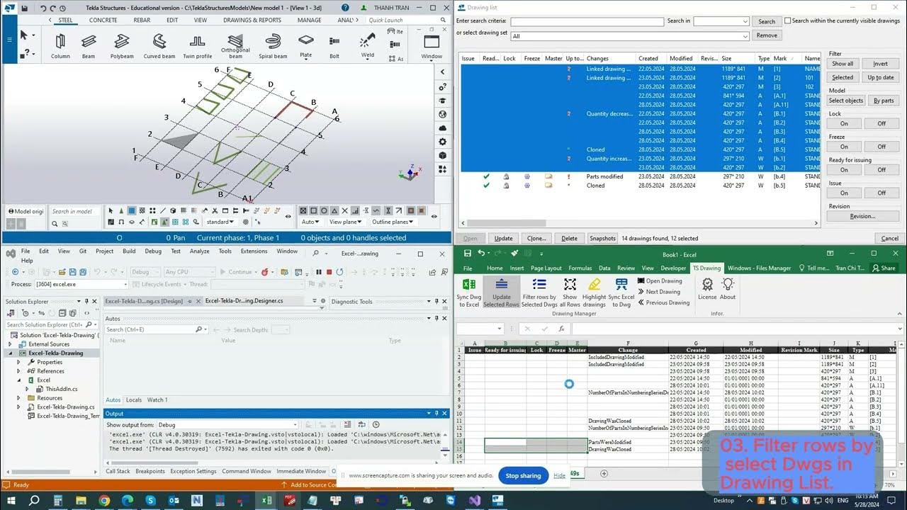 Excel -Tekla Structures - Drawing List Manager Add-in - YouTube
