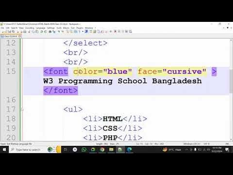 Batch 009, CSS Class 3. Topic- Attribute, List, Select Option & Comment. w3 programming school ...