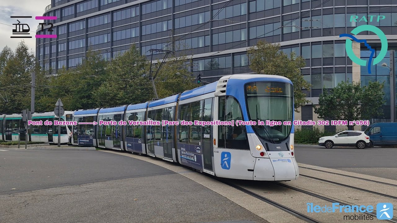 [Tramway T2] Citadis 302 IDFM n°456 – Pont de Bezons à Porte de ...