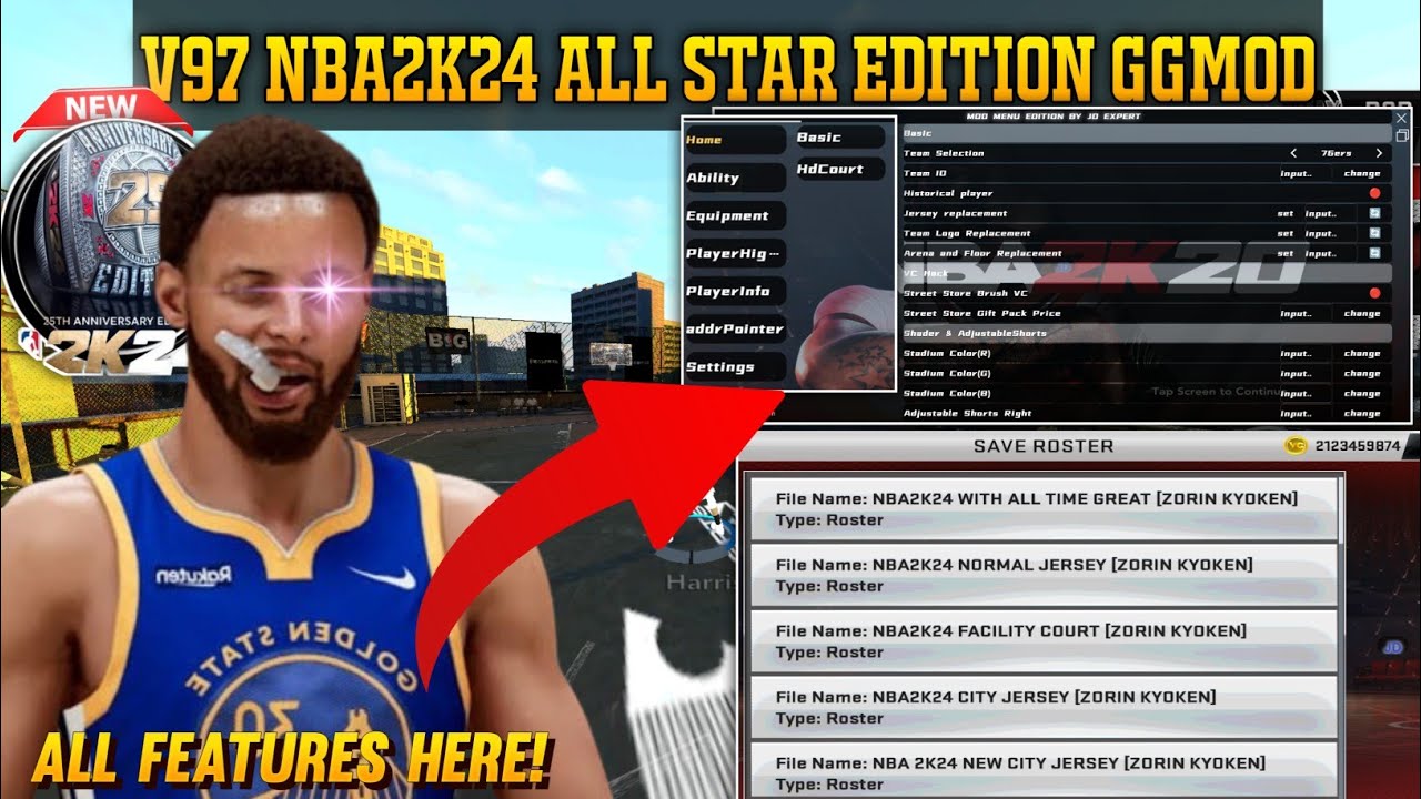 NBA 2K24 ALL STAR EDITION WITH GG M0D MENU | UPDATED ROSTERS IN 2024 ...