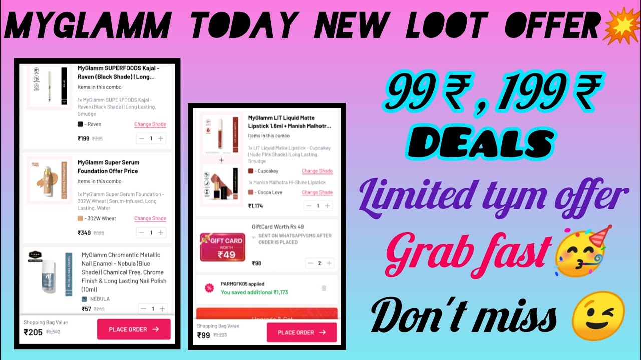 myglamm today loot offer💥\myglamm 99₹ deals\limited tym offer# ...