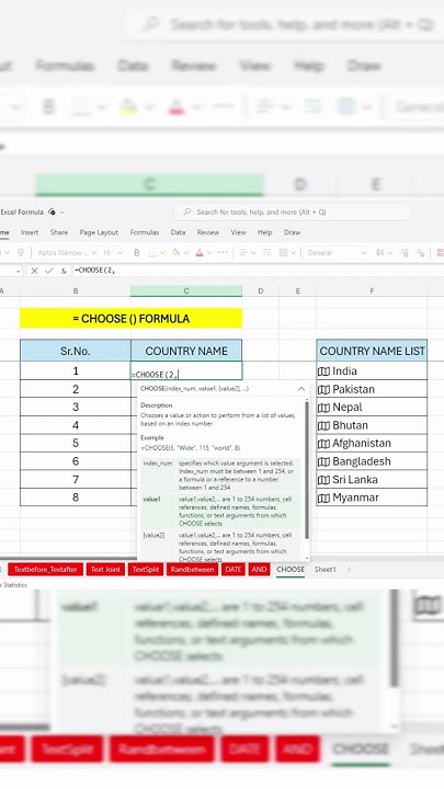 Choose Excel Formula Shorts Excelformula Excel Exceltips Youtube