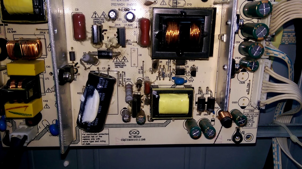 Westinghouse LCD TV with new capacitor installed. What a big difference ...