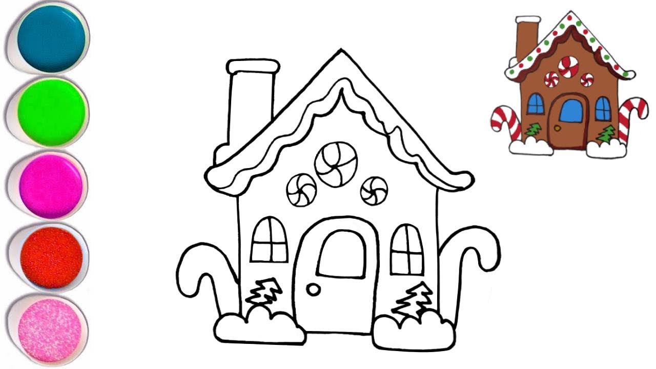 Easy Christmas Gingerbread House Drawing and Coloring | Fun Art for ...