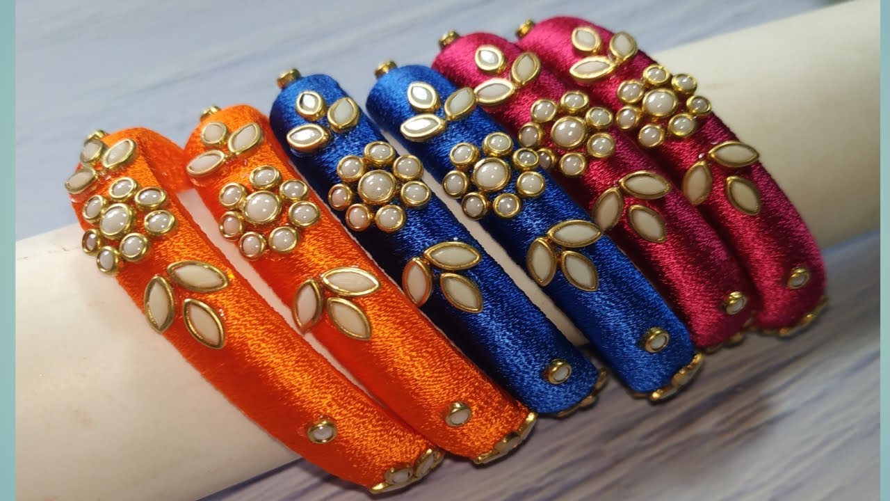 kundan bangles | Silk thread kundan bangles making | Indian jewellery | Kundan bangles - YouTube