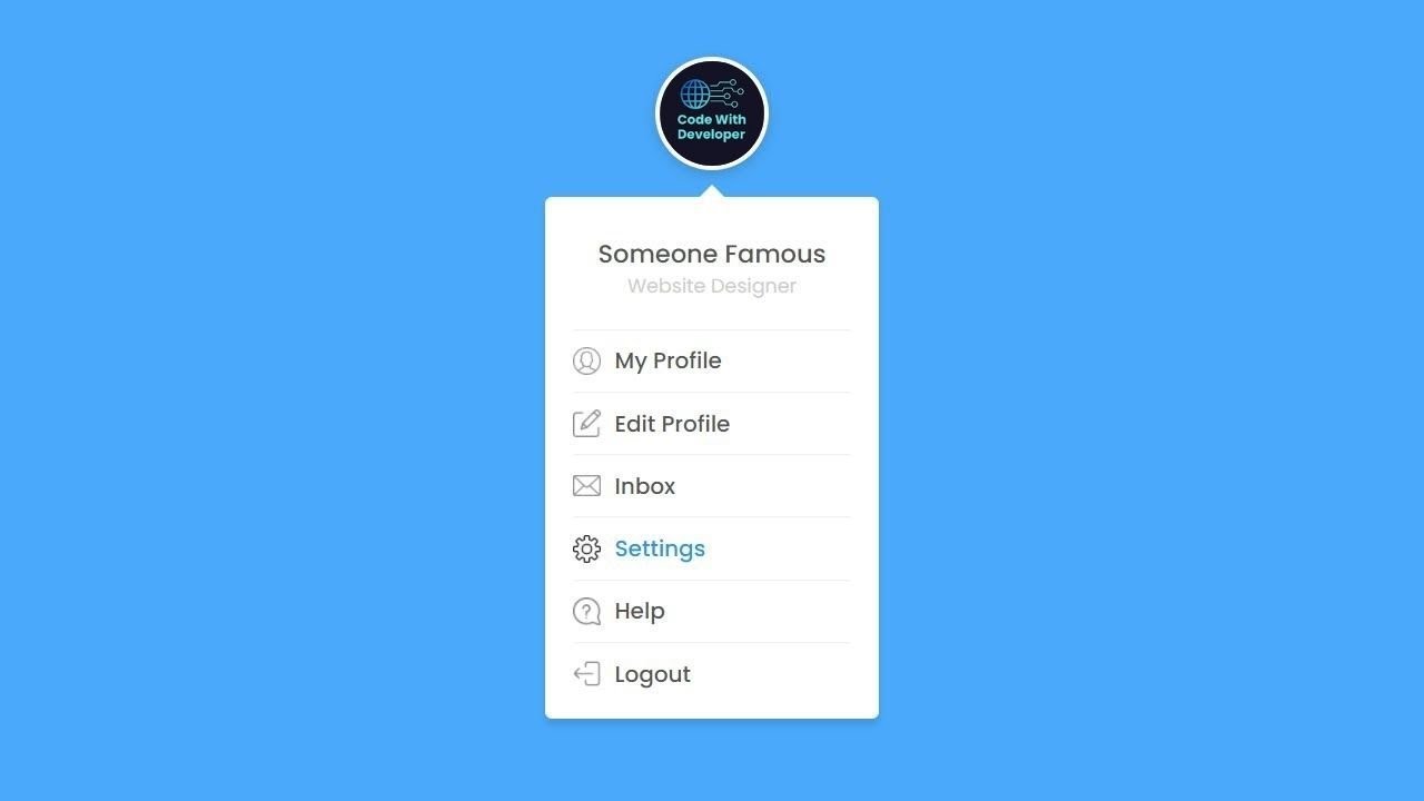 User Account Dropdown Menu Using Html Css And Vanilla Javascript Youtube 0113