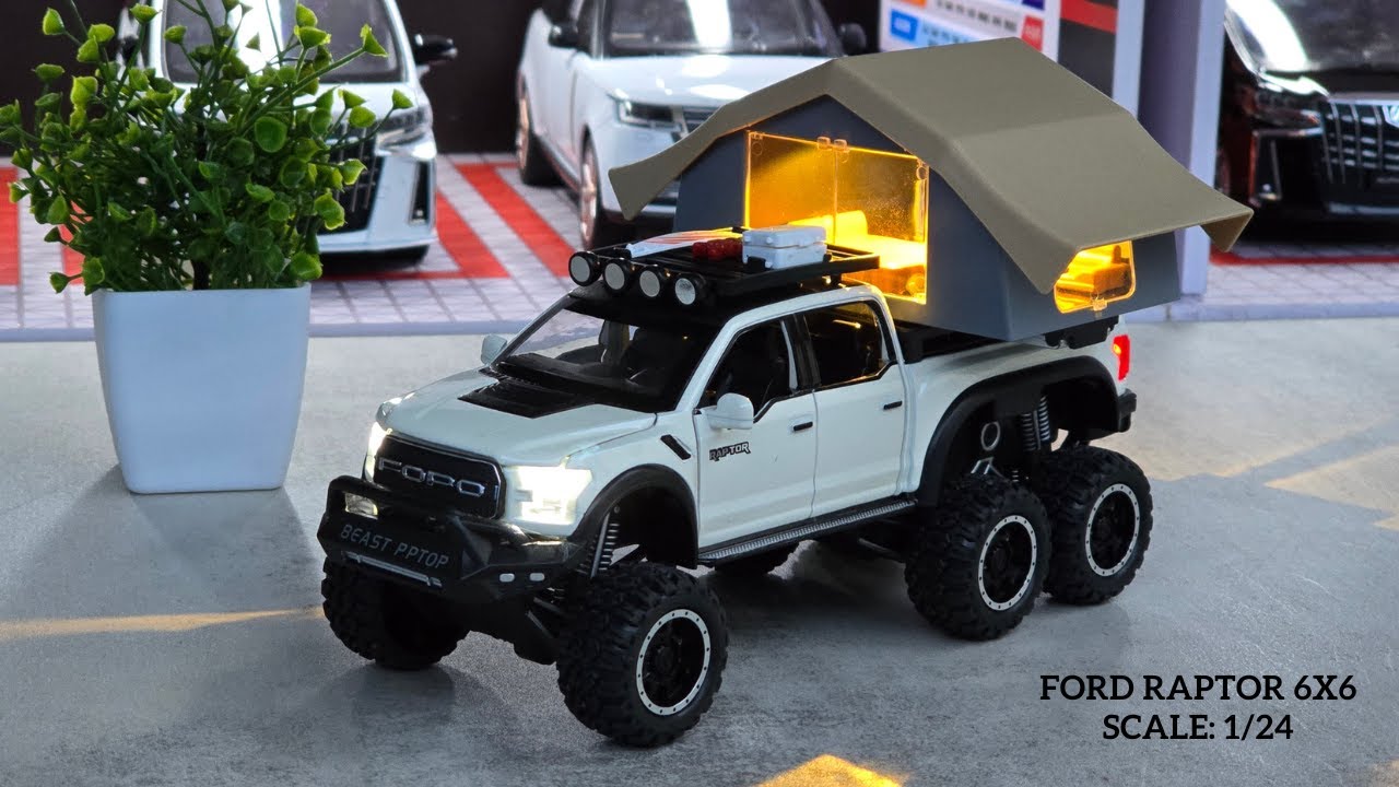 HD Miniature | Ford Raptor 6x6 Off Road With Travel Tent 1/24 Scale ...