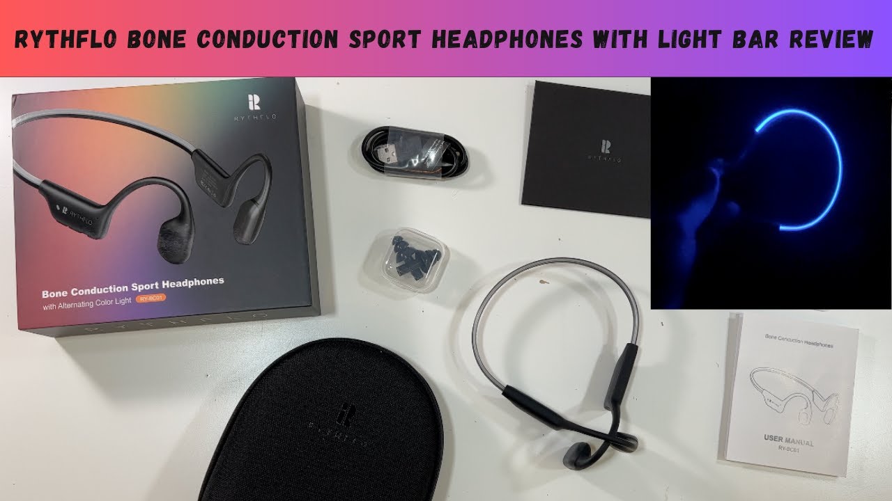 RYTHFLO Bone Conduction Sport Headphones with Light Bar Review - YouTube