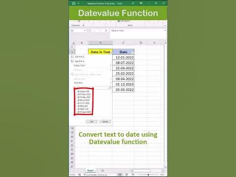 Excel DATEVALUE Function Tutorial for Beginners #shorts - YouTube