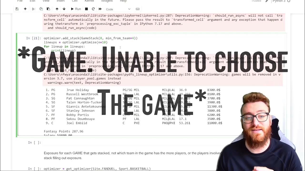 Python for DFS | Intro to Game Stacking with pydfs-lineup-optimizer - YouTube