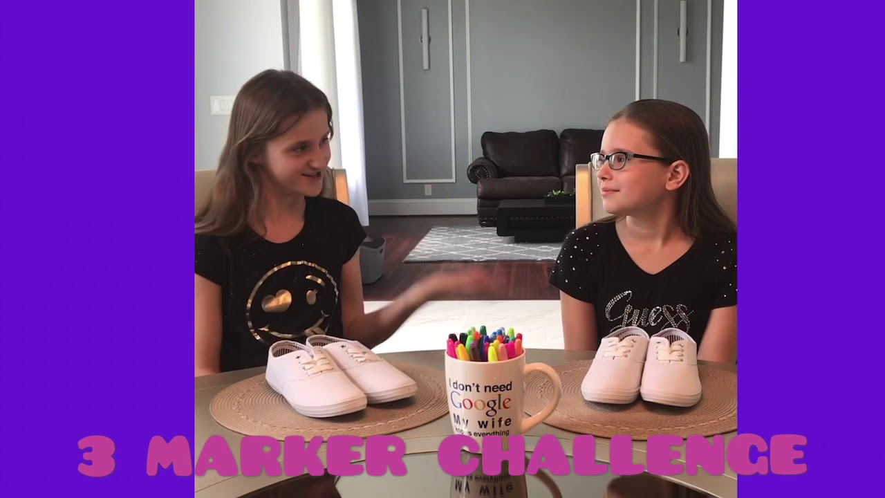 3 Marker shoe challenge fun DIY shoe coloring project - YouTube