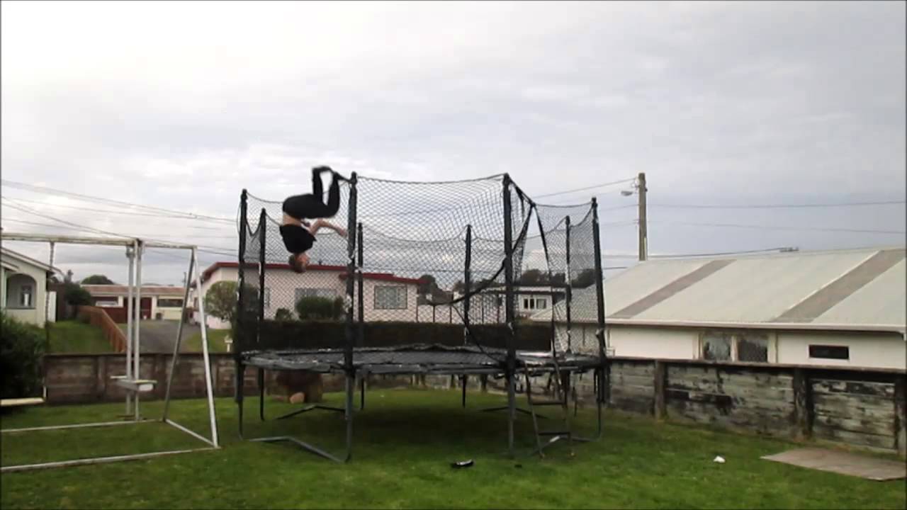 Crazy Flip Half Twist off swing into trampoline! - YouTube