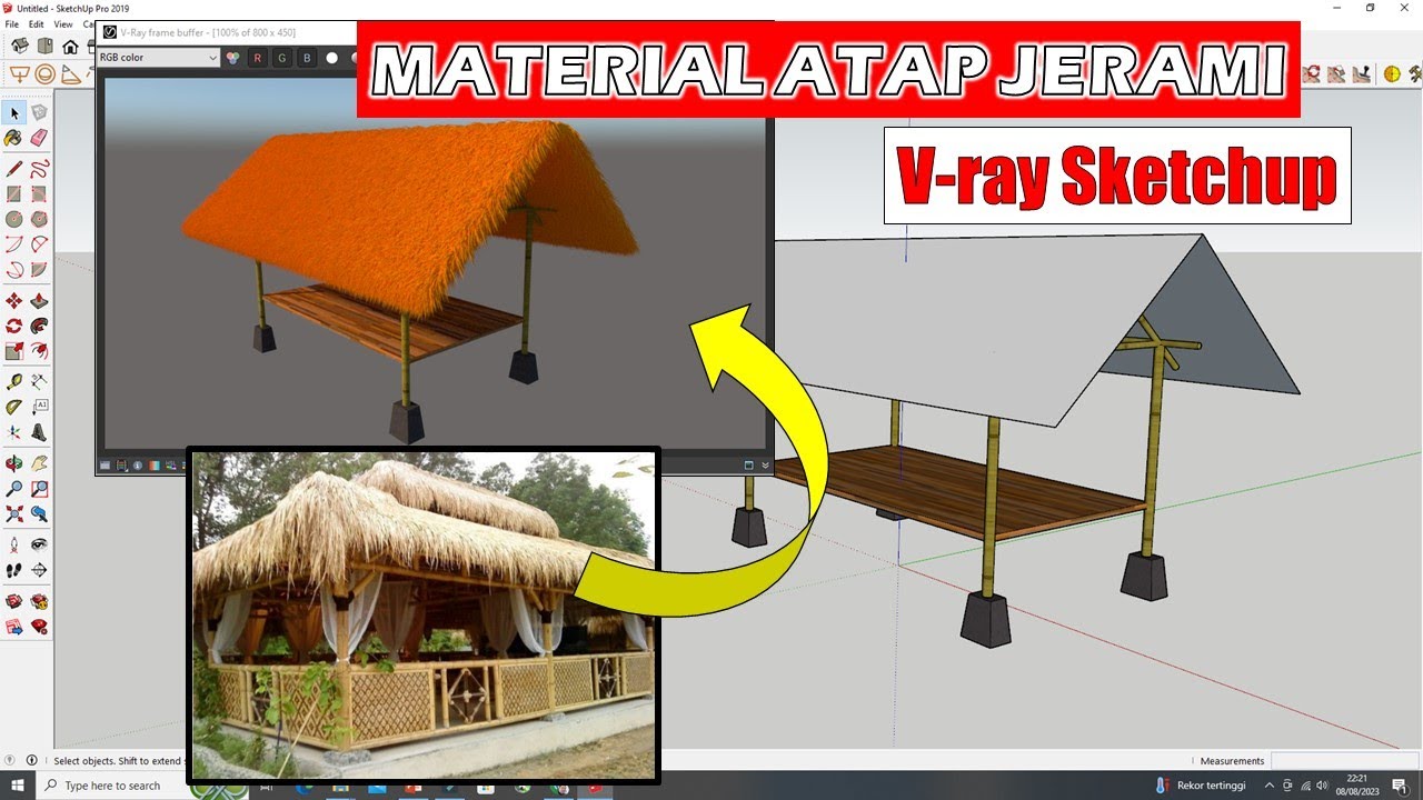 Setting Material Atap Jerami di Vray Sketchup - YouTube