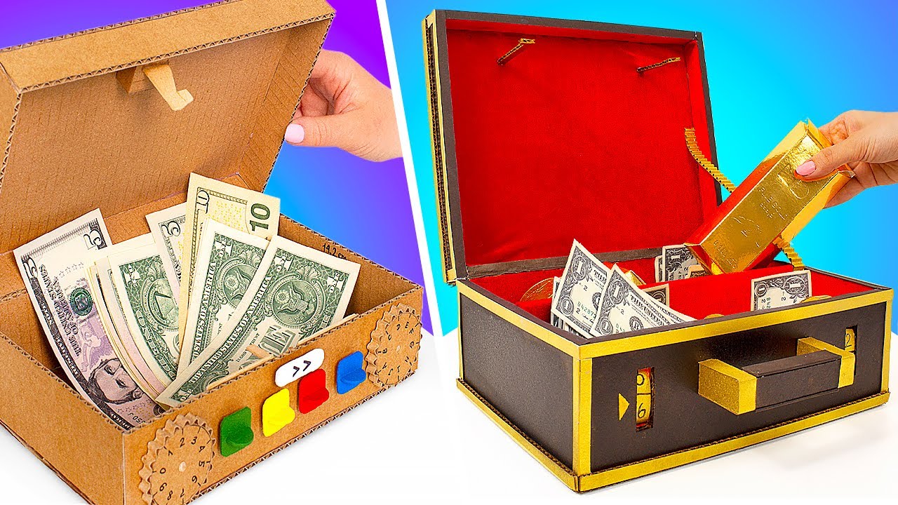 DIY Safe Suitcases || Cardboard Suitcases For Storing Money And Your ...