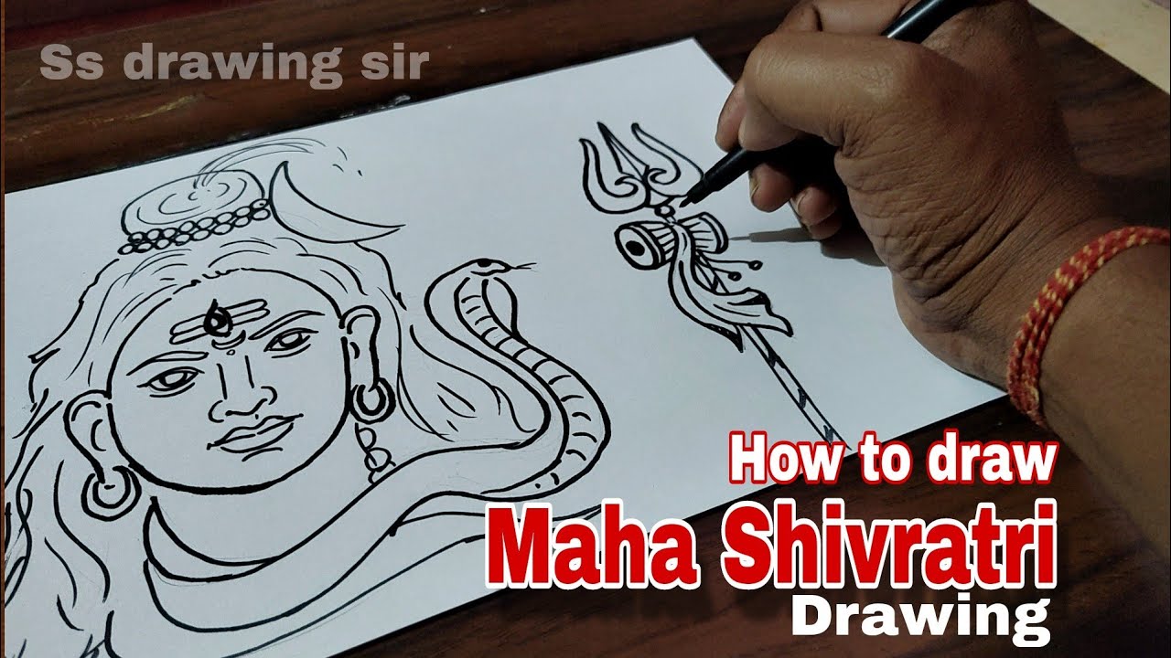 maha shivratri drawing / sketch pen drawing - YouTube