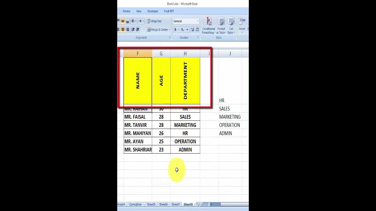Text Orientation In Excel | Rotate Text in Excel Cells - YouTube