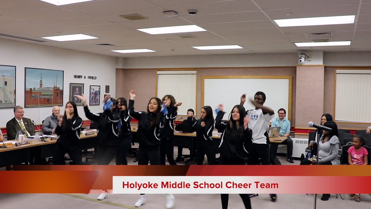 Holyoke Middle School Cheerleaders Present at School Committee - YouTube