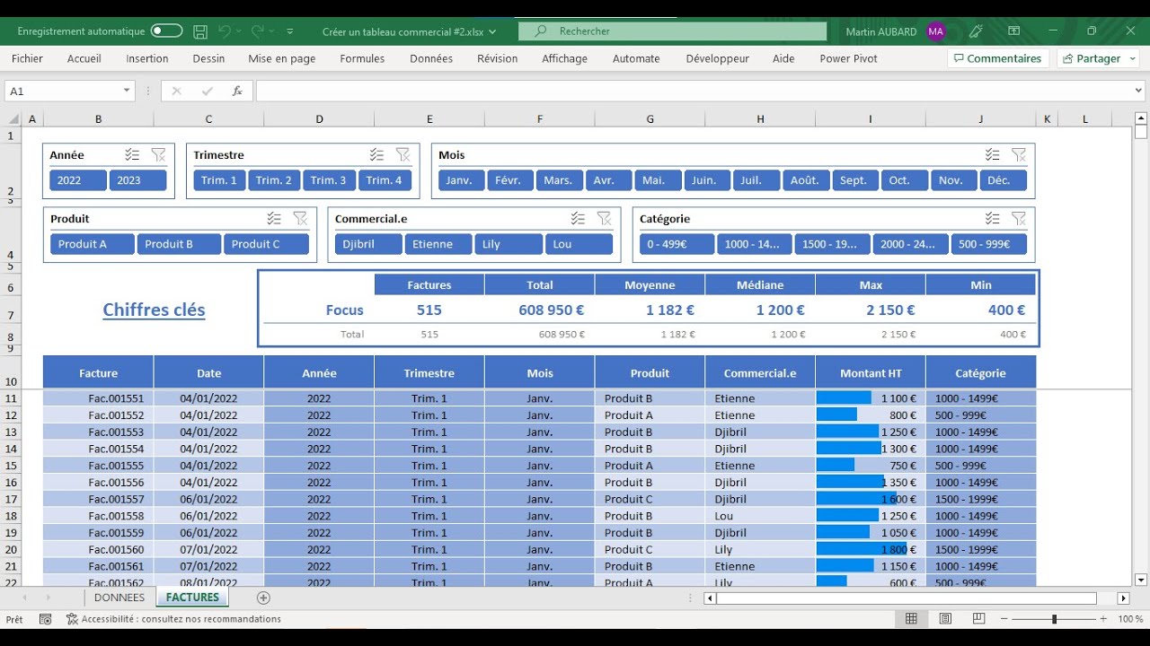 Créer un tableau commercial #2 - Tuto Excel - YouTube