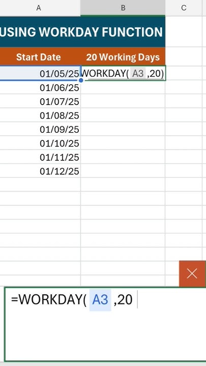 Using Workday Function in Excel #exceltips #exceltricks #excelformula - YouTube