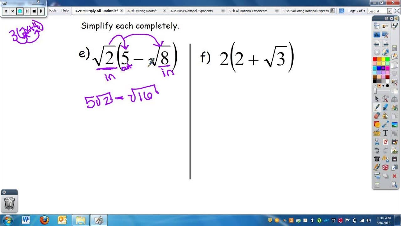 Algebra 3-2c Multiplying Roots - YouTube
