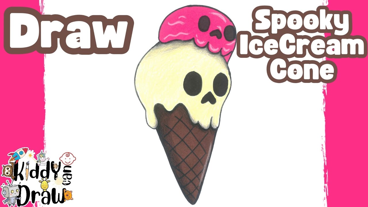 How to Draw a Spooky Ice Cream Cone - YouTube