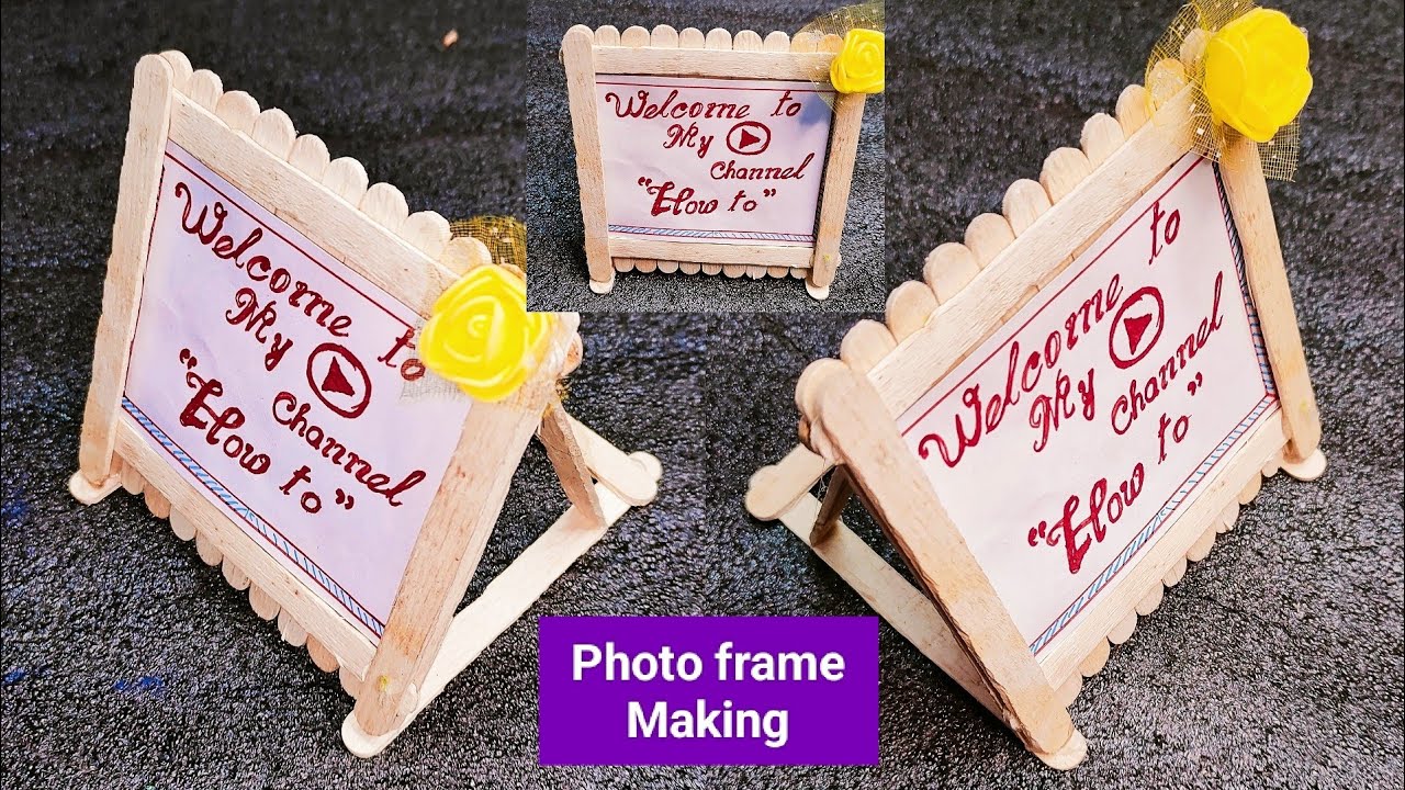 DIY photo frame with ice cream sticks | photo frame making tutorial ...